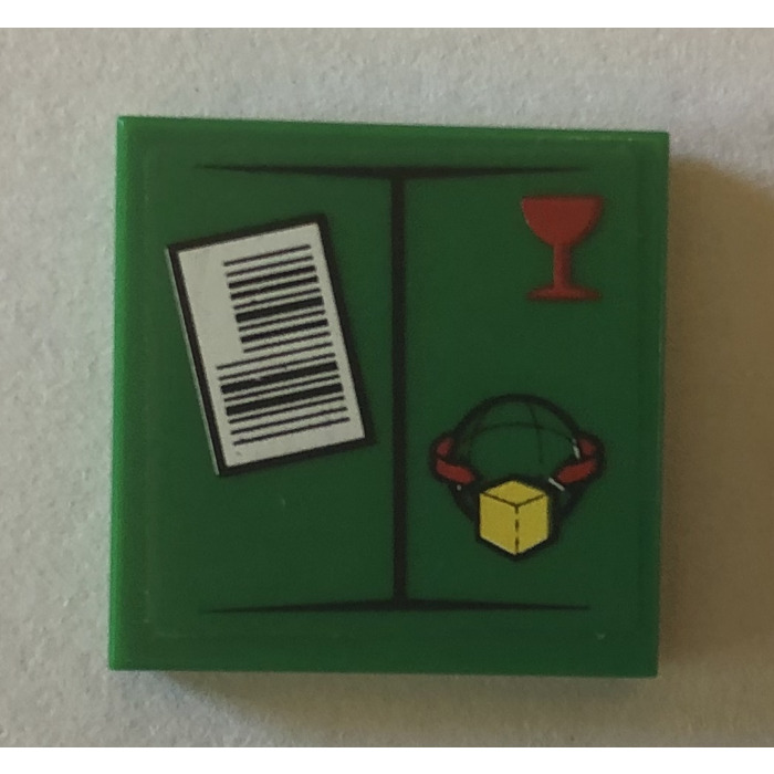 LEGO Tile 2 x 2 with Green Shipping Label, Parcel and Fragile Glass ...