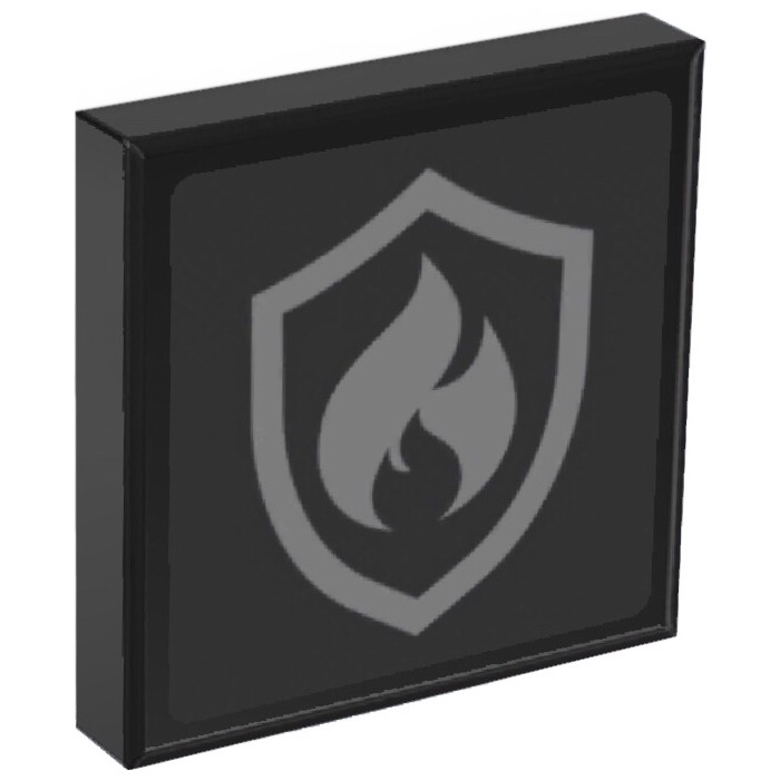 LEGO Tile 2 x 2 with Grey Flame in Shield Sticker with Groove | Brick ...