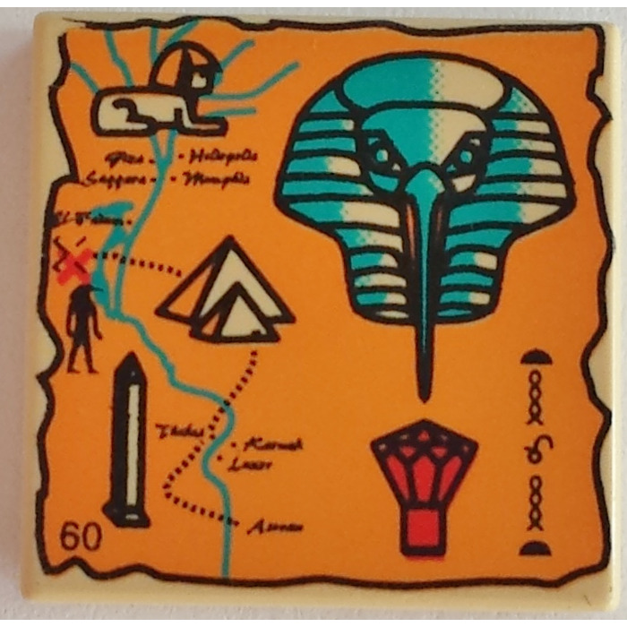 LEGO Tile 2 x 2 with Hieroglyphs and Map with Groove (3068 / 83161 ...