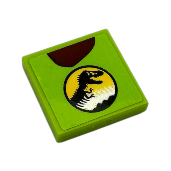 LEGO Tile 2 x 2 with 'Jurassic Park' Logo (left) Sticker with Groove ...