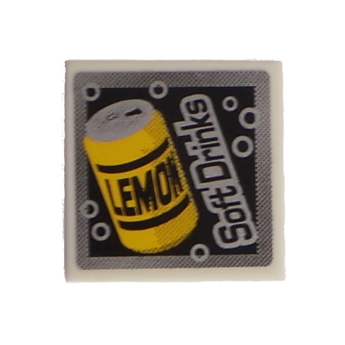 LEGO Tile 2 x 2 with LEMON and Soft Drinks Sticker with Groove (3068 ...