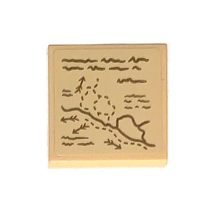 LEGO Tile 2 x 2 with Map with Arrows Sticker with Groove (3068) | Brick ...