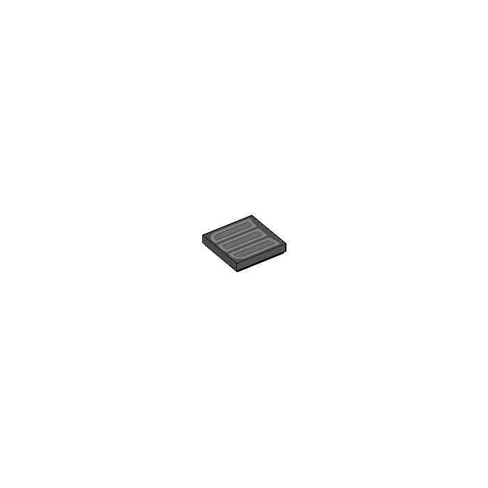 LEGO Tile 2 x 2 with Mustang Gray vents with Groove (3068 / 69192 ...