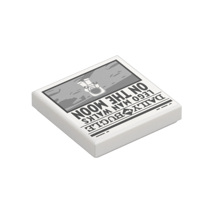 LEGO Tile 2 x 2 with Newspaper 'DAILY BUGLE' and 'LEGO MAN WALKS ON THE ...