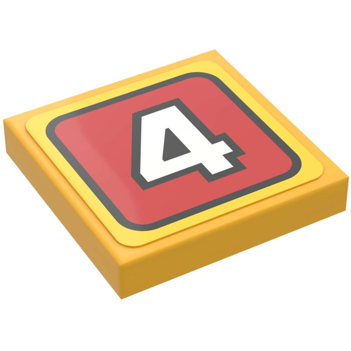 LEGO Tile 2 x 2 with Number '4' Sticker with Groove (3068) | Brick Owl ...