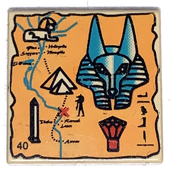LEGO Tile 2 x 2 with Orange Map and Hieroglyphs, 40 Decoration with ...