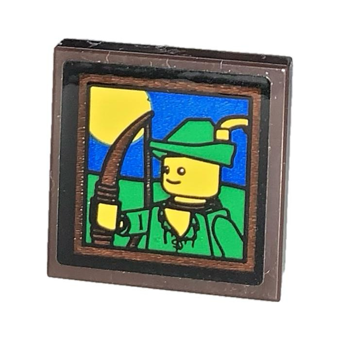 LEGO Tile 2 x 2 with Picture of Archer Sticker with Groove (3068 ...