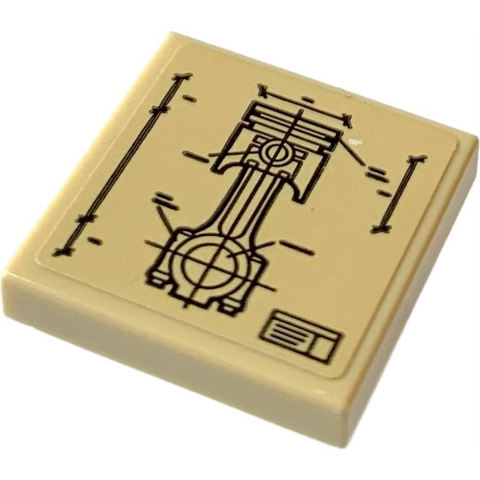 LEGO Tile 2 x 2 with Picture of Steamboat Cylinder Mechanism Sticker ...