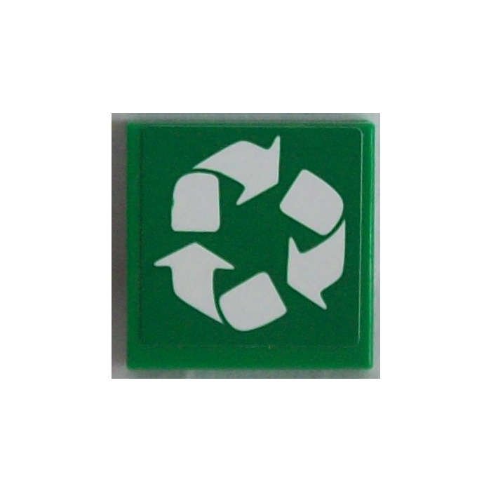 LEGO Tile 2 x 2 with Recycling Logo Sticker with Groove (3068) | Brick ...