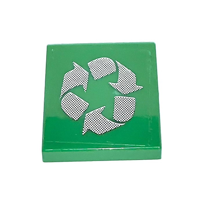 LEGO Tile 2 x 2 with Recycling Symbol Sticker with Groove (3068 ...