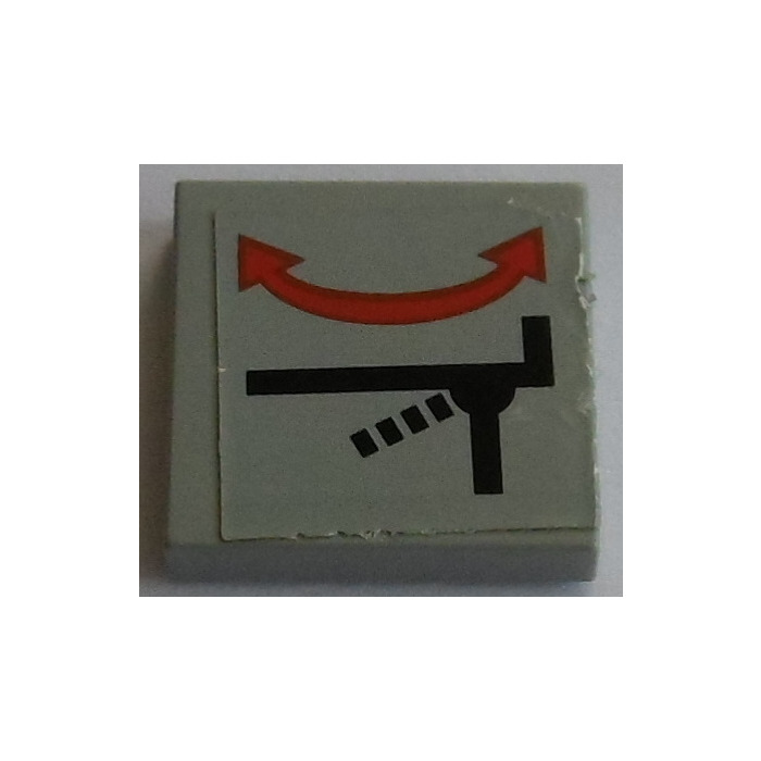 LEGO Tile 2 x 2 with Red Arrow and Black Lever Sticker with Groove ...
