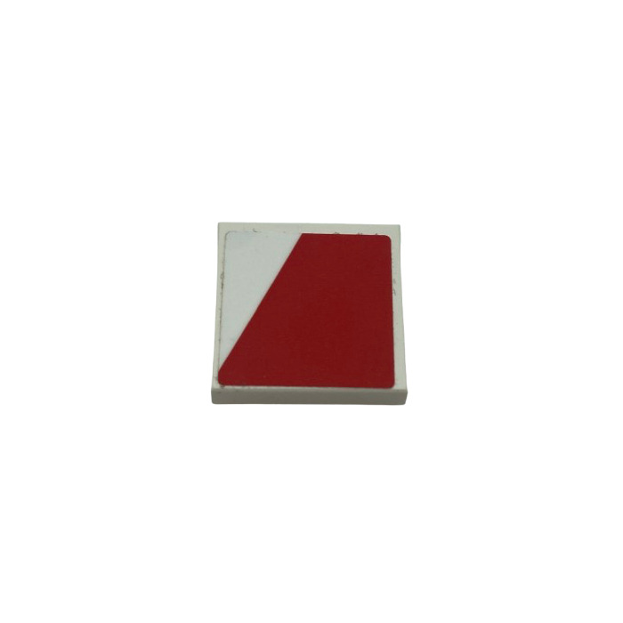 LEGO Tile 2 x 2 with Red Trapezoid (Left) Sticker with Groove (3068 ...