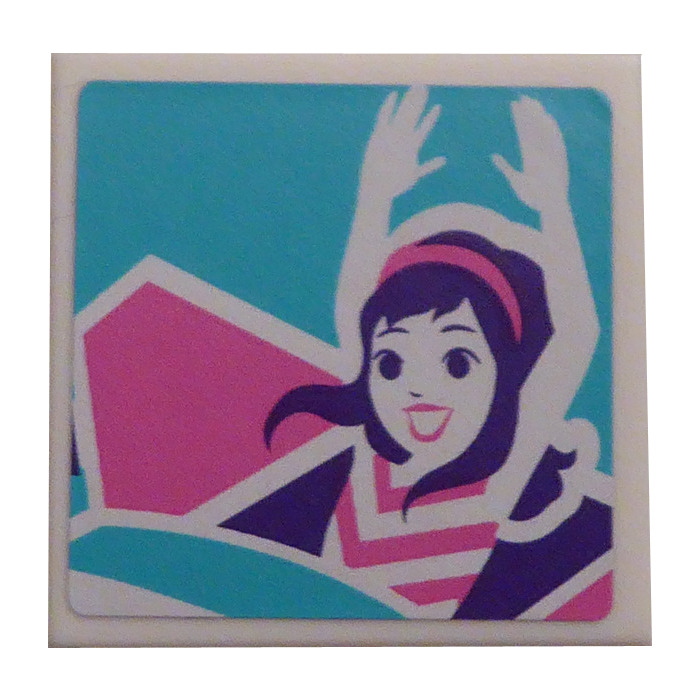 LEGO Tile 2 x 2 with Roller Coaster Hands-in-Air Photo Sticker with ...