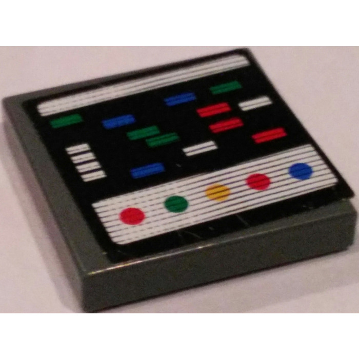 LEGO Tile 2 x 2 with Screen with Colored Bars and Buttons Sticker with ...