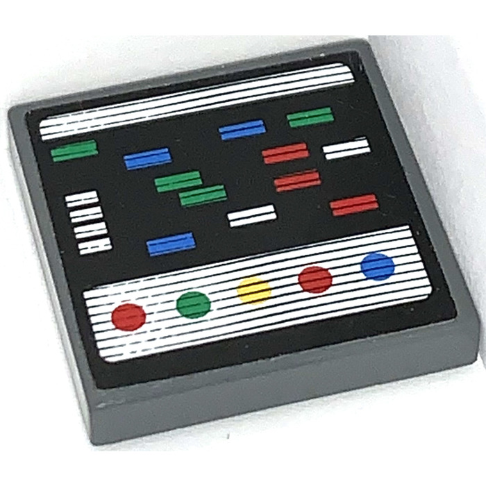 LEGO Tile 2 x 2 with Screen with Colored Bars and Buttons Sticker with ...