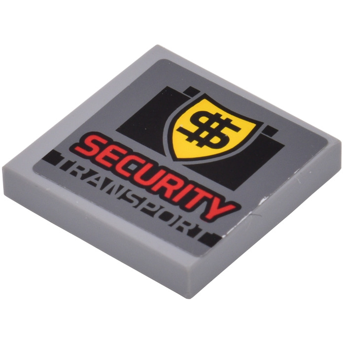 LEGO Tile 2 x 2 with 'SECURITY TRANSPORT' & Dollar Sign Sticker with ...