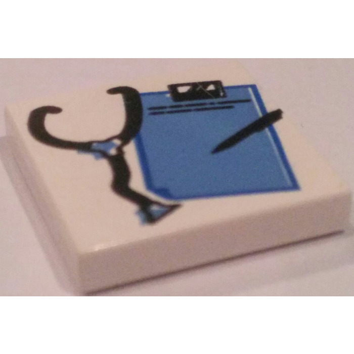 LEGO Tile 2 x 2 with Stethoscope, Pen and Clipboard with Groove (3068 / ...