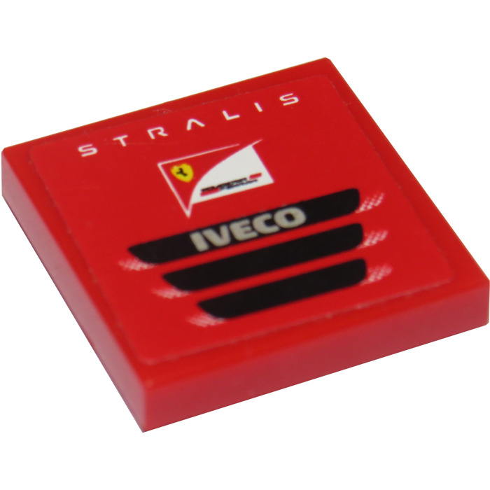 LEGO Tile 2 x 2 with 'STRALIS', Scuderia Ferrari Logo and 'IVECO ...