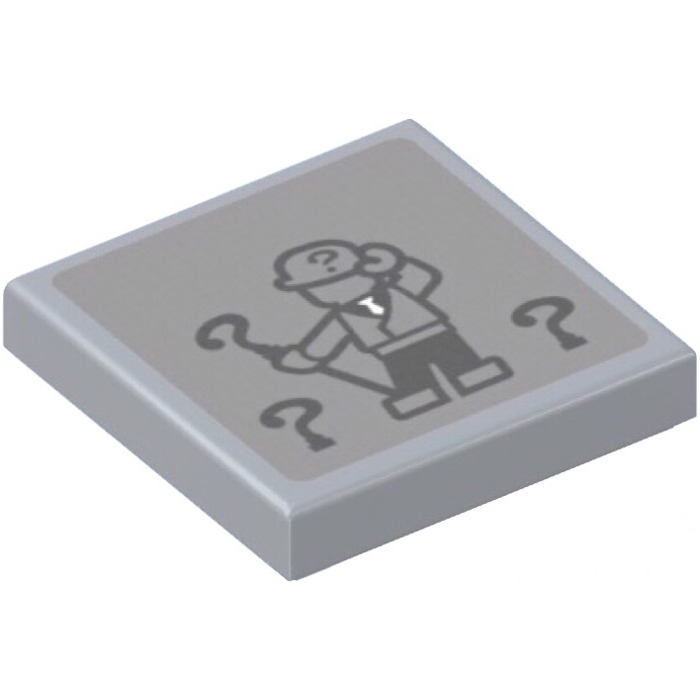 LEGO Tile 2 x 2 with The Riddler and Question Marks Sticker with Groove ...