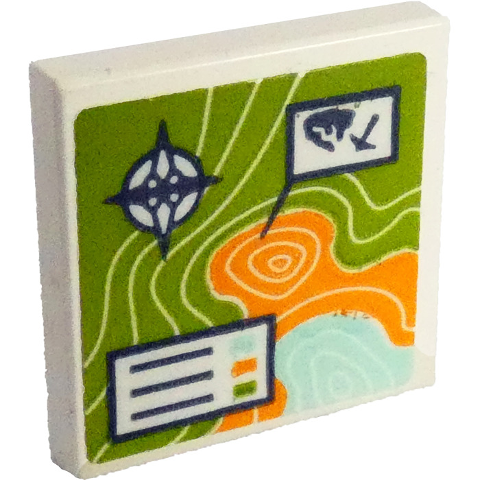 LEGO Tile 2 x 2 with Topographic Map Sticker with Groove (3068) | Brick ...
