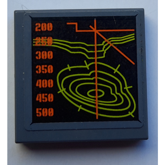 LEGO Tile 2 x 2 with Topographic Map Sticker with Groove (3068) | Brick ...