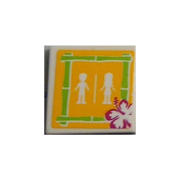 LEGO Tile 2 x 2 with Unisex Restroom Sign Sticker with Groove (3068 ...