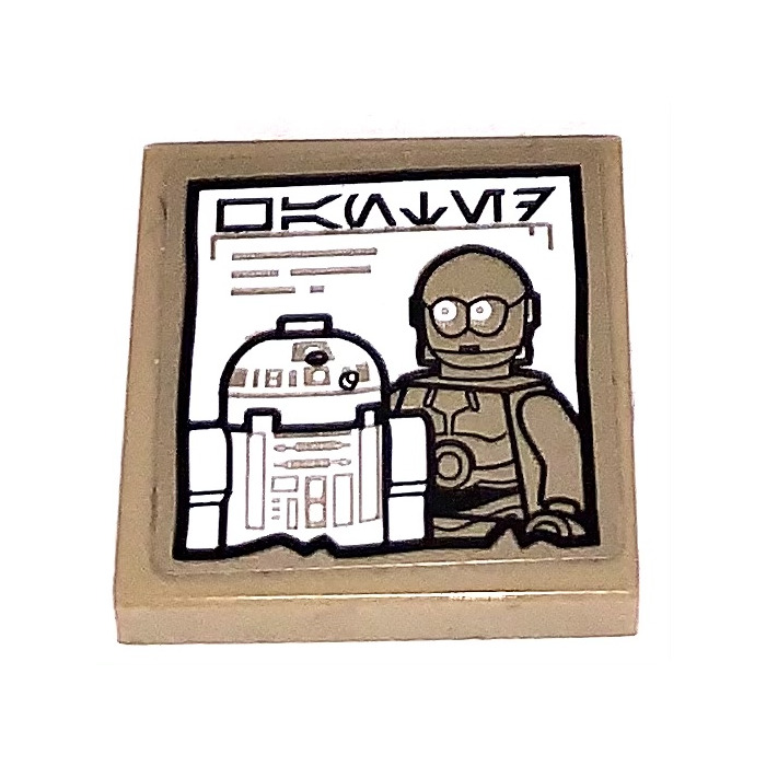LEGO Tile 2 x 2 with Wanted Poster of R2-D2 and C3PO Sticker with ...