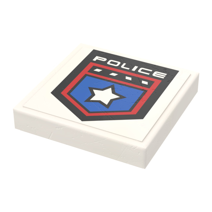 LEGO Tile 2 x 2 with White Police Badge and "Police" Sticker with ...