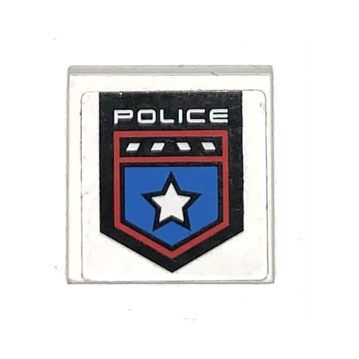 LEGO Tile 2 x 2 with White Police Badge and "Police" Sticker with ...