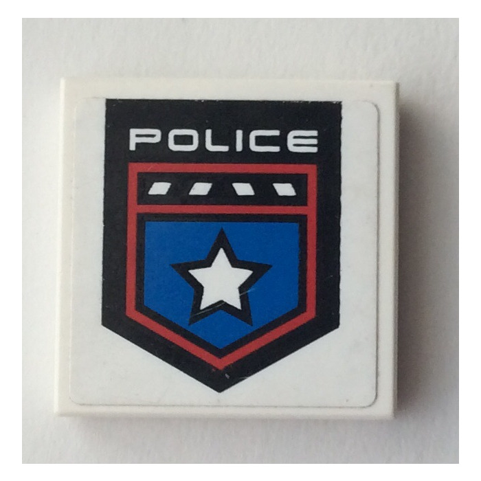 LEGO Tile 2 x 2 with White Police Badge and "Police" Sticker with ...