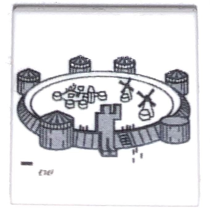 LEGO Tile 2 x 2 with Windmills and Turrets with Groove (3068) | Brick ...