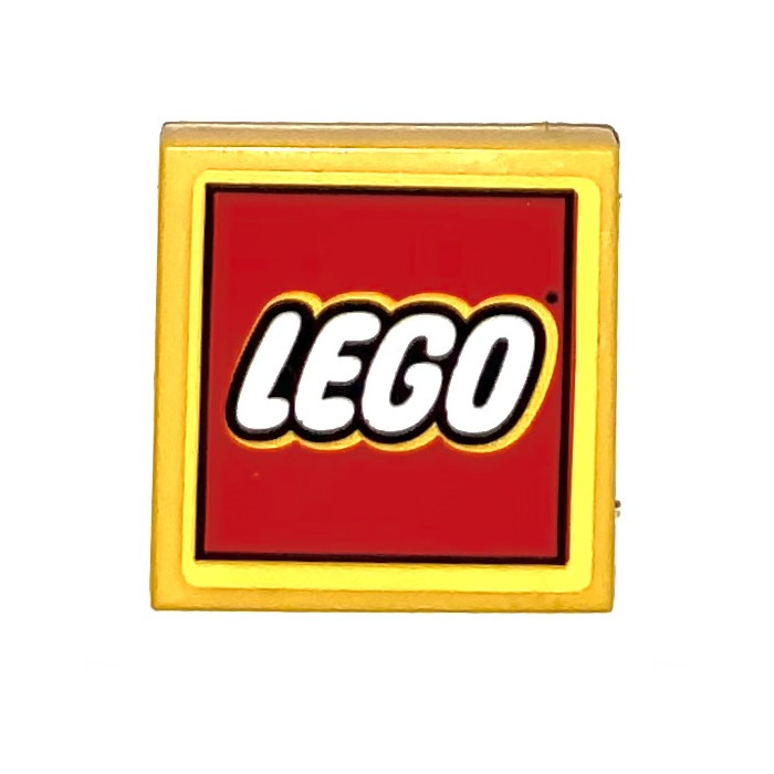 LEGO Tile 2 x 2 with Yellow Framed Lego Logo Sticker with Groove (3068 ...