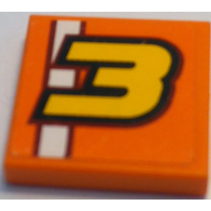 LEGO Tile 2 x 2 with yellow number 3 Sticker with Groove (3068) | Brick ...
