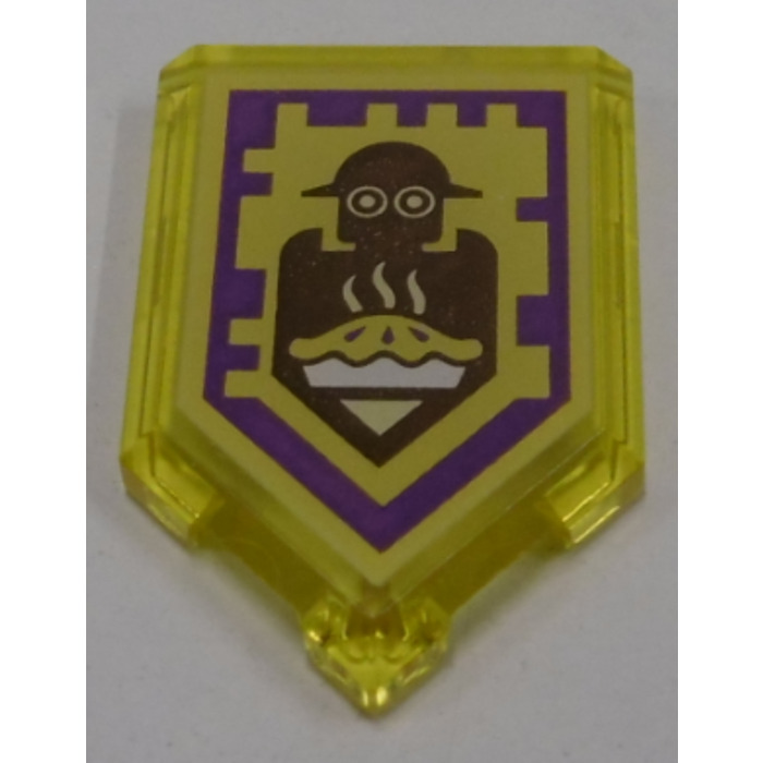 LEGO Tile 2 x 3 Pentagonal with Nexo Power Shield 'Pie Guard' (22385 ...