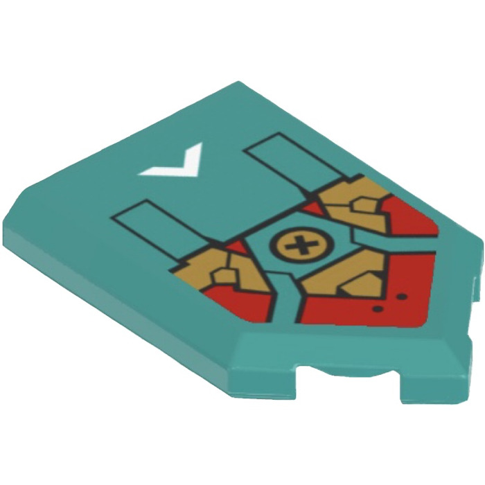 LEGO Tile 2 x 3 Pentagonal with Red and Gold Detail Sticker (22385 ...