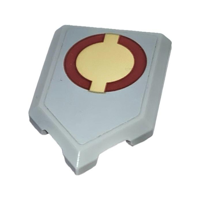 LEGO Tile 2 x 3 Pentagonal with Tan Circle with two Red Semicircles ...