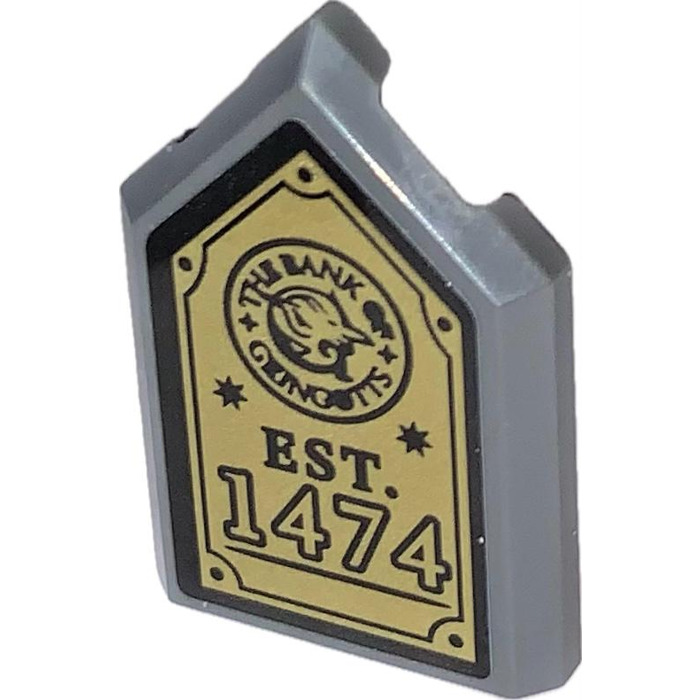 LEGO Tile 2 x 3 Pentagonal with The Bank Gringotts Est. 1474 Sticker ...