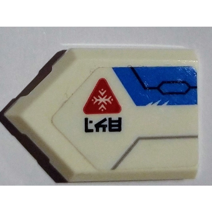 LEGO Tile 2 x 3 Pentagonal with White and blue, red triangle Sticker ...