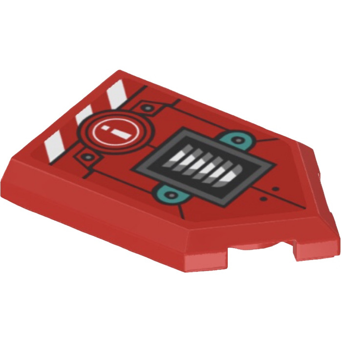 LEGO Tile 2 x 3 Pentagonal with White Stripes, ‘!’ And Vents Sticker ...