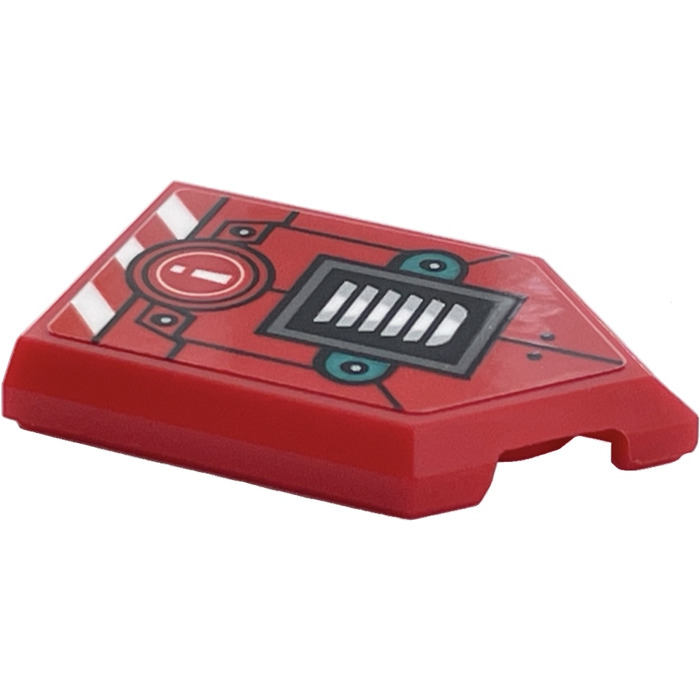 LEGO Tile 2 x 3 Pentagonal with White Stripes, ‘!’ And Vents Sticker ...