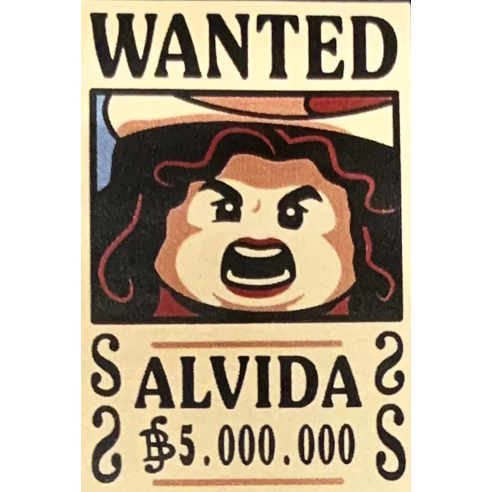 LEGO Tile 2 x 3 with ALVIDA Wanted Poster 5.000.000 Berry (26603 ...