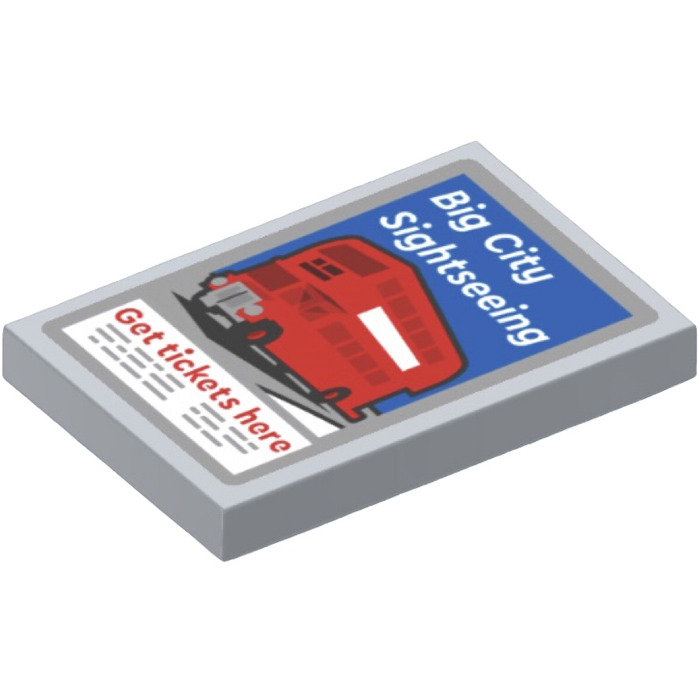 LEGO Tile 2 x 3 with ‘Big City Sightseeing’ Red Bus Poster Sticker ...