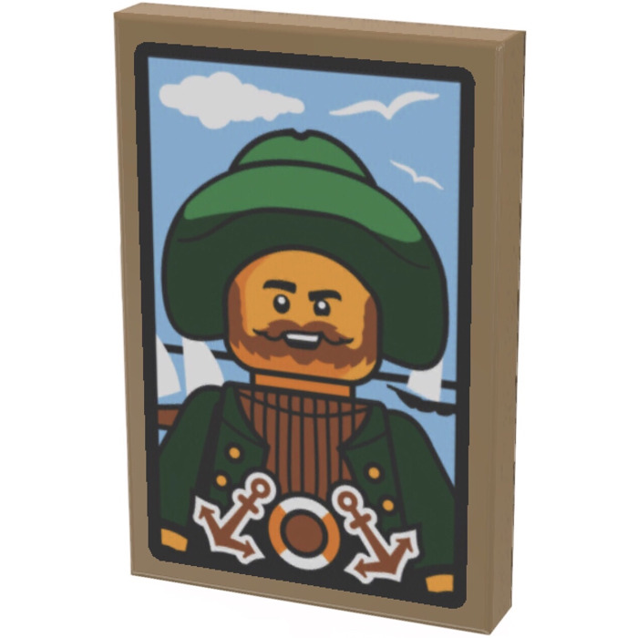 LEGO Tile 2 x 3 with Boat Captain Portrait Sticker (26603) | Brick Owl ...