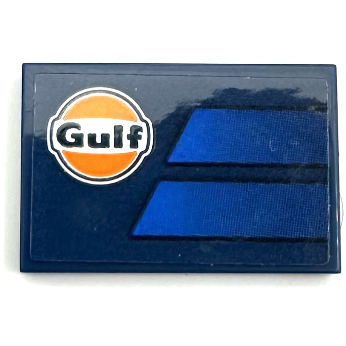 LEGO Tile 2 x 3 with 'Gulf' logo (left) and blue stripes (right ...