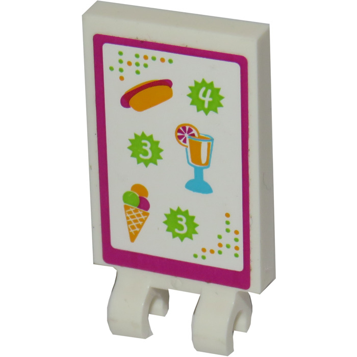 LEGO Tile 2 x 3 with Horizontal Clips with Menu Board Sticker ('U ...