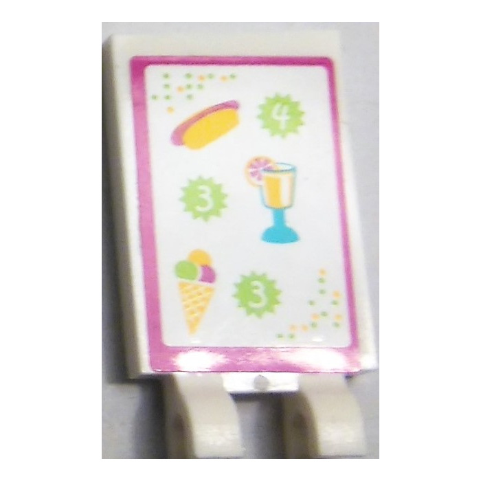 LEGO Tile 2 x 3 with Horizontal Clips with Menu Board Sticker ('U ...