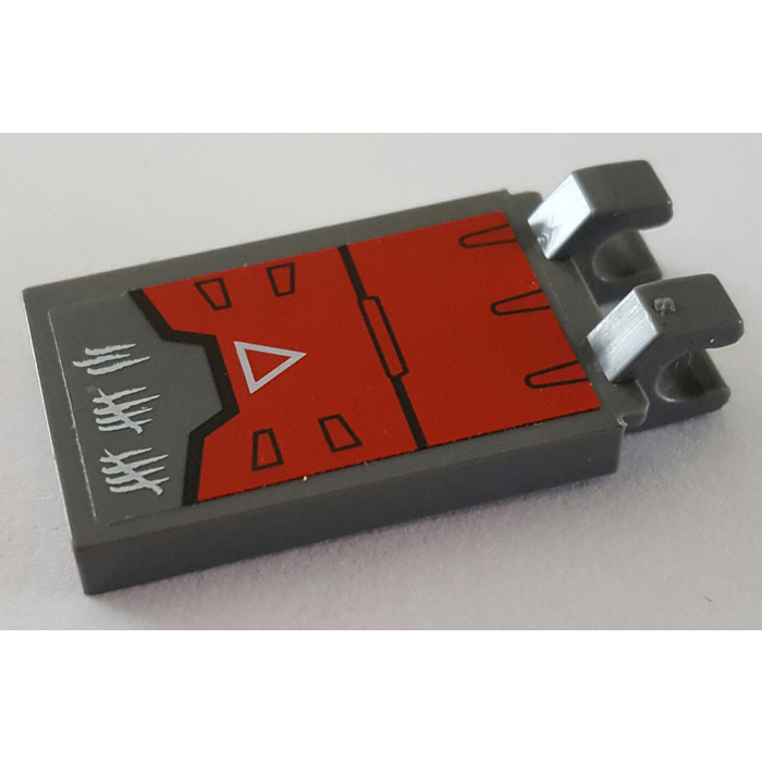 LEGO Tile 2 x 3 with Horizontal Clips with Red and Scratches Sticker ...