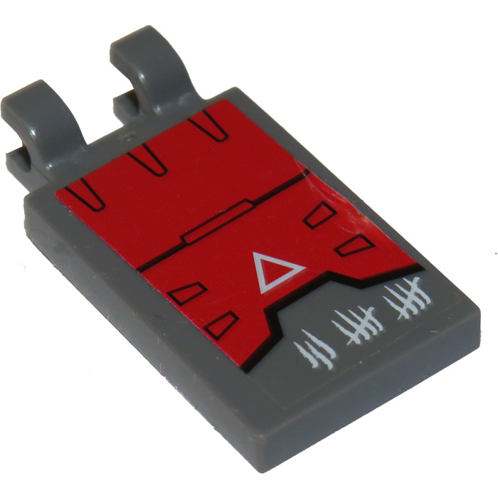 LEGO Tile 2 x 3 with Horizontal Clips with Red and Scratches Sticker ...