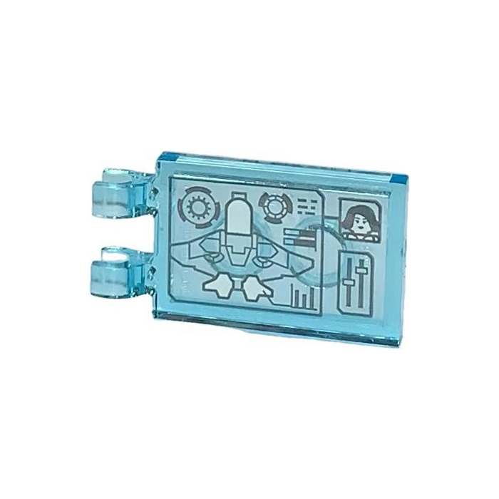 LEGO Tile 2 x 3 with Horizontal Clips with Screen with Quinjet and ...