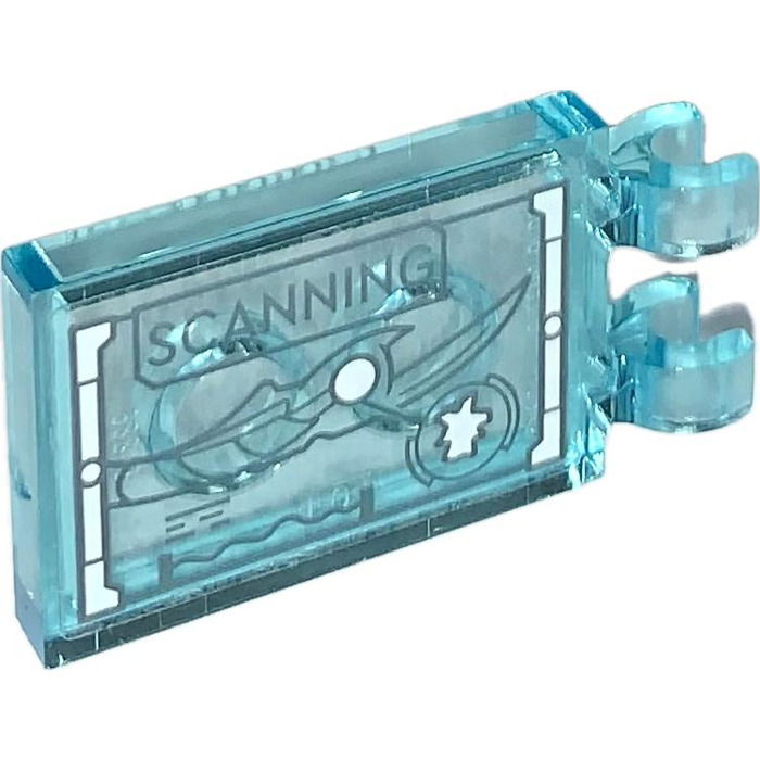 LEGO Tile 2 x 3 with Horizontal Clips with Screen with 'SCANNING' and ...